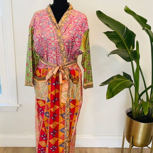 Swim | Brand New Repurposed Silk Sari Robe Vintage Silk Kimono Lavish ...